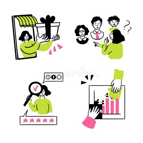 Cartoon Color Social Media Marketing Clickable Content Concept Scenes