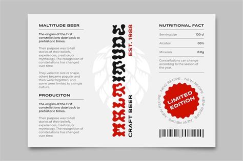 Free Vector Beer Label Template Design