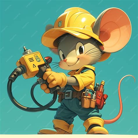 Premium Vector A Mouse Electrician Cartoon Style