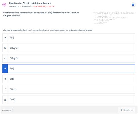 Solved Hamiltonian Circuit IsSafe Method V L Homework Chegg