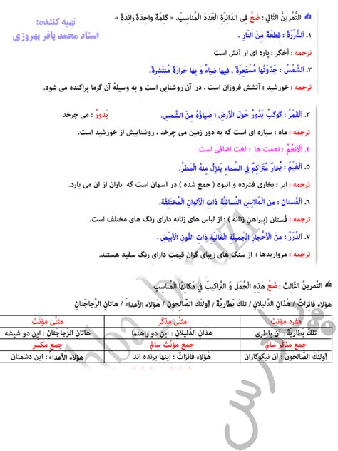 گام به گام درس1 عربی دهم
