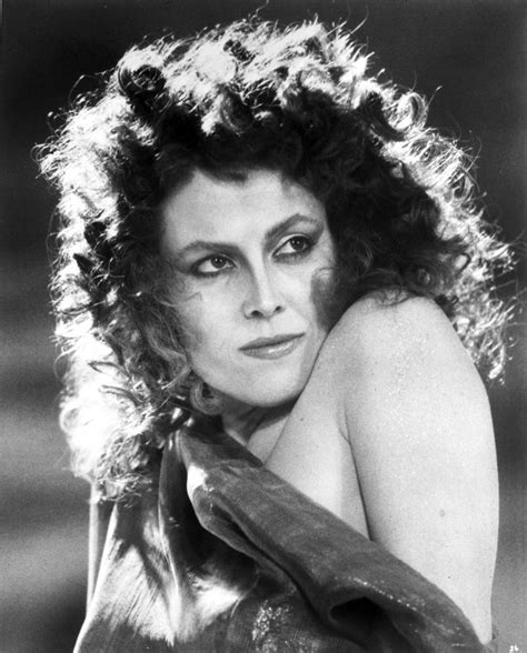 Sigourney Weaver Wearing A Single Shoulder Dress In A Portrait Photo
