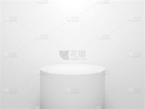 3 D展位。白色的空白空白的讲台孤立在灰色的背景上进行陈述和阐述。3d圆柱体模拟商店。展示产品的底座