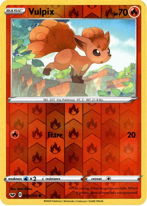 Vulpix 22202 Sword And Shield Reverse Holo Card Cavern Trading