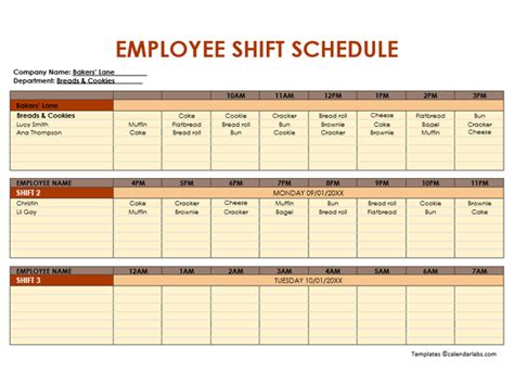 Employee Shift Schedule Template X Free Printable Templates
