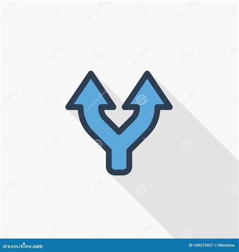Junction Separation Two Paths Ways Thin Line Flat Color Icon Linear Vector Symbol Colorful