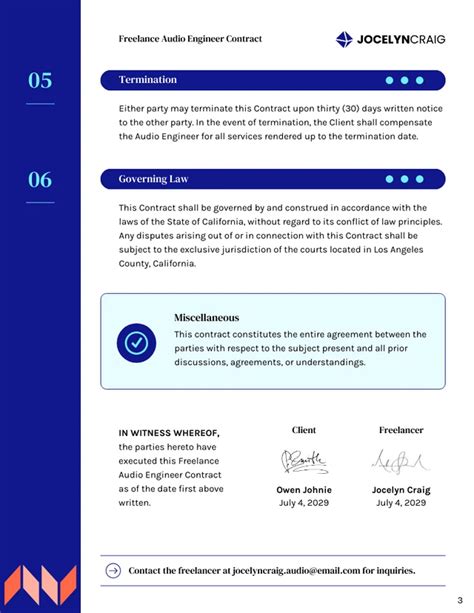 Freelance Audio Engineer Contract Template Venngage