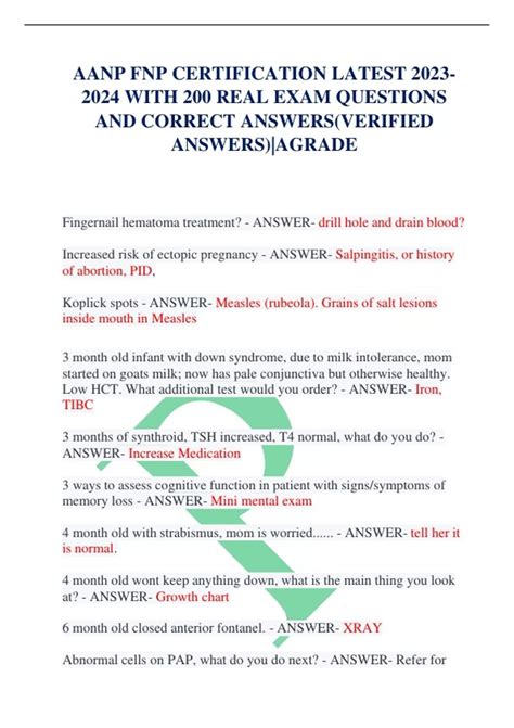 AANP FNP CERTIFICATION LATEST WITH 200 REAL EXAM QUESTIONS AND CORRECT