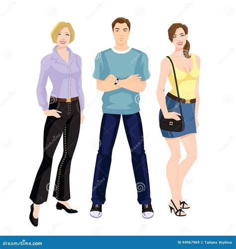 Young People In Casual Clothes Stock Vector Illustration Of Banner