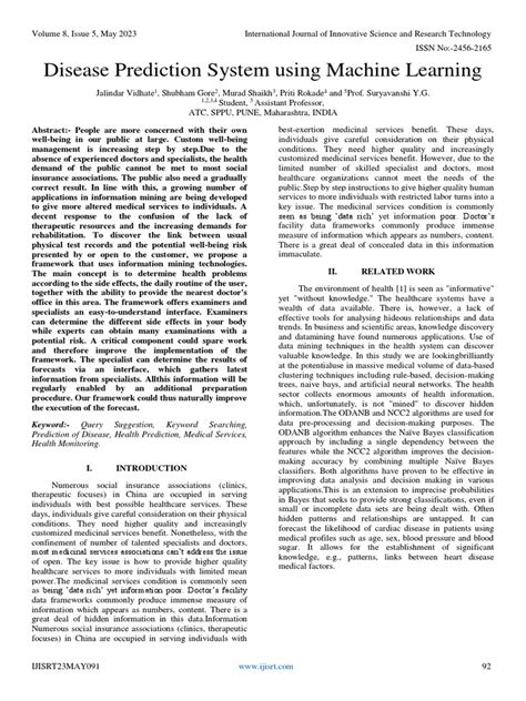 Disease Prediction System Using Machine Learning Pdf Machine
