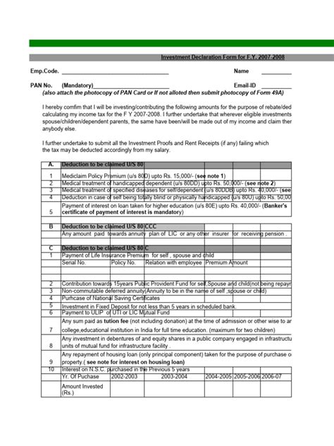 Investment Declaration Form Pdf Loans Life Annuity