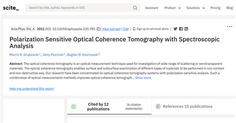 Polarization Sensitive Optical Coherence Tomography With Spectroscopic Analysis [scite Report]