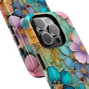 Stained Glass Floral Phone Case 3d Art Look Case Iphone 17 16 15 14 13