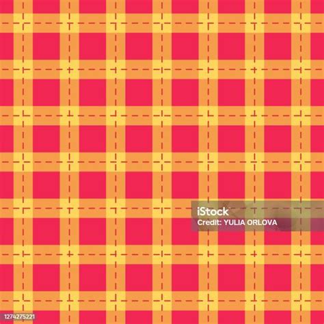 매끄러운 패턴 체크 격자 무늬 직물 감촉 주황색 벡터 일러스트가 있는 빨간색 기하 도형에 대한 스톡 벡터 아트 및 기타 이미지 기하 도형 깅엄 노랑 Istock