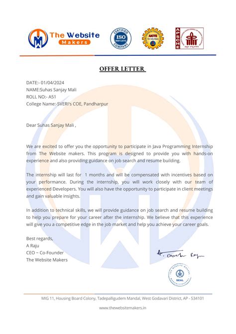 suhas mali on linkedin javadevelopment java internship2024