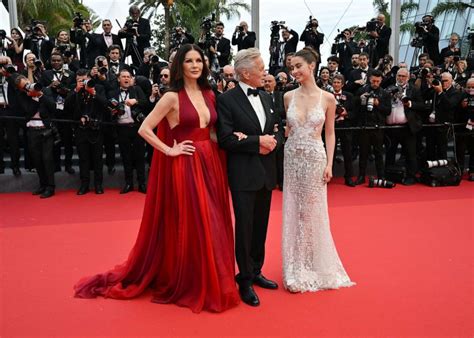 Michael Douglas Catherine Zeta Jones Carys Douglas Walk Cannes Red