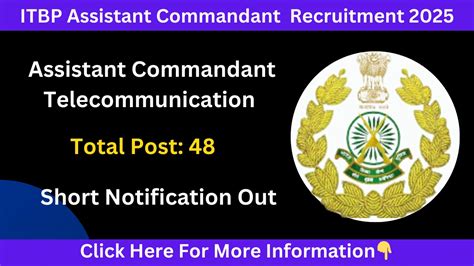 Itbp Assistant Commandant Recruitment 2025 Notification And Online