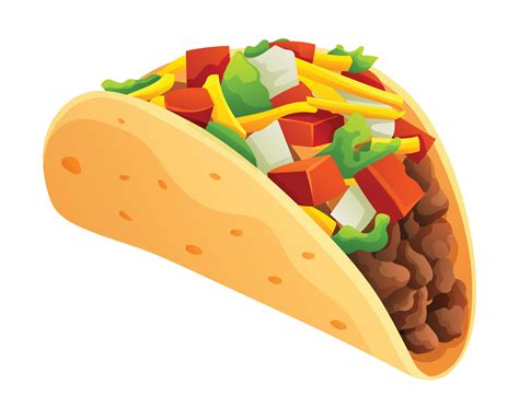 Taco With Meat Vegetable And Tortilla Mexican Food Vector