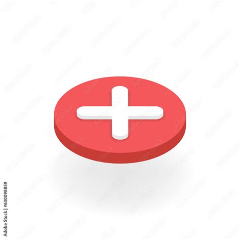 Isometric X Cross Button D No Icon Ex Mark In Red Circle At Top View