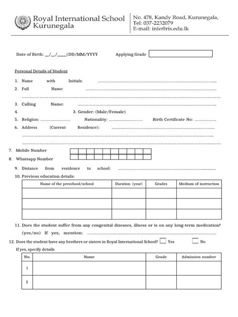 information sheet 2024 2025 pdf