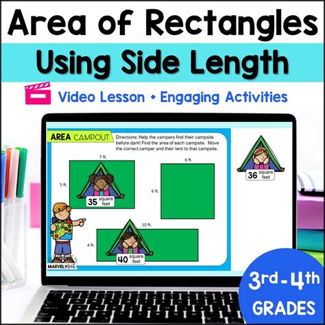 Area Of Rectangles Using Side Lengths Digital Activities Video