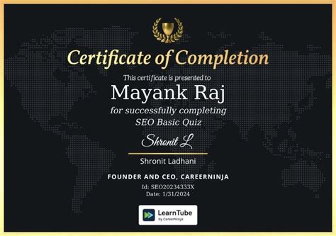 Mayank Raj On Linkedin Delighted To Receive My Certificate Of Completion For The Seo Basic Quiz