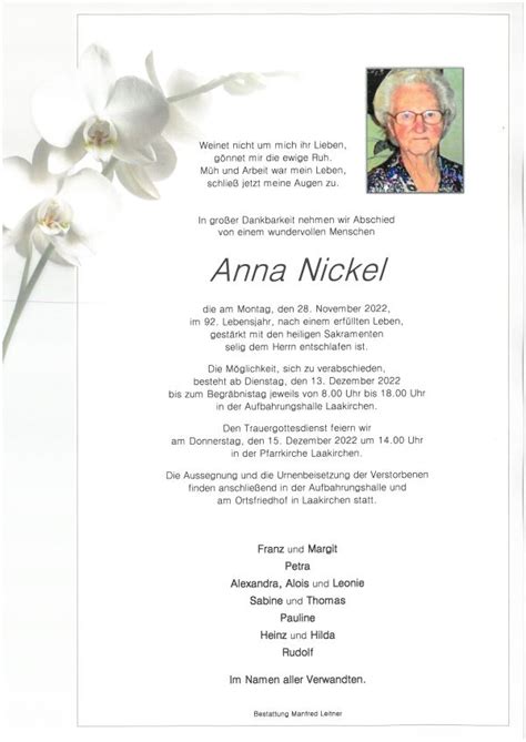 Anna Nickel Bestattung Leitner