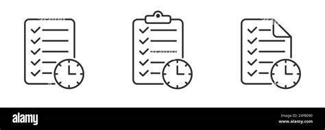 File Document Clock Icon Set Flat Vector Illustration Stock Vector Image Art Alamy