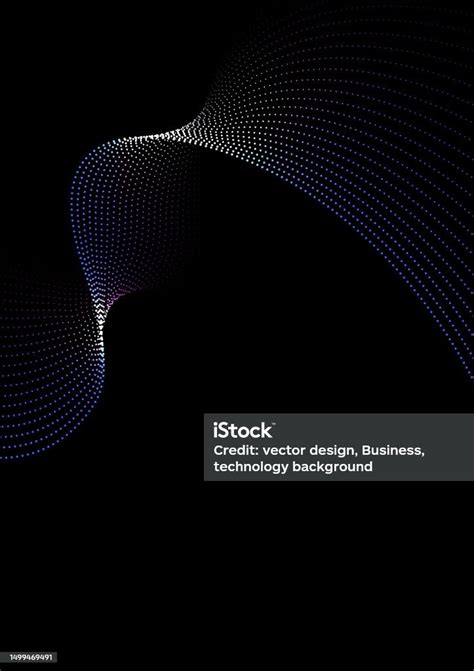 추상적인 물결 모양은 기술 디지털 네트워크 연결의 어두운 배경 개념에 다채롭게 고립되어 있다 디지털 미래 기술 개념입니다 벡터 그림 광섬유의에 대한 스톡 벡터 아트 및 기타
