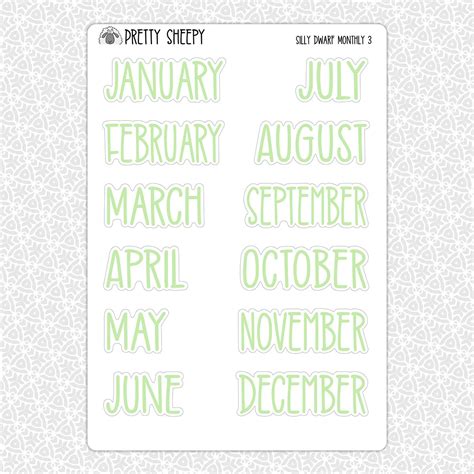 Silly Dwarf Monthly Kit For Ec Planner Monthly Planner Stickers Pretty Sheepy