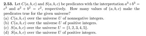 Solved 2 53 Let C A B C And S A B C Be Predicates With Chegg Com