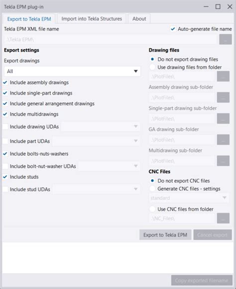 Exporting Tekla Structures Models To Tekla EPM With Tekla EPM Plug In Tekla User Assistance