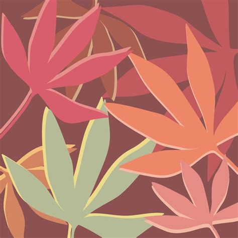 Ilustração Botânica Abstrata Com Folhas Tropicais Em Cores Diferentes