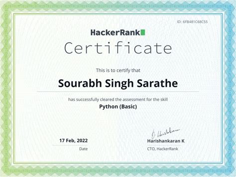 Sourabh S On Linkedin Hackerrank Pythonprogramming