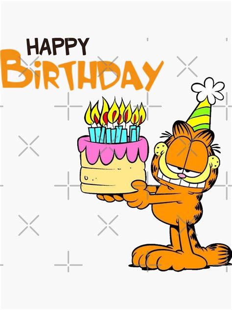 Pegatina feliz cumpleaños garfield de enchantfashion Redbubble
