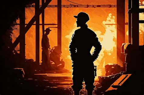 Premium Ai Image Silhouette Of Laborer Working In Factory Image For