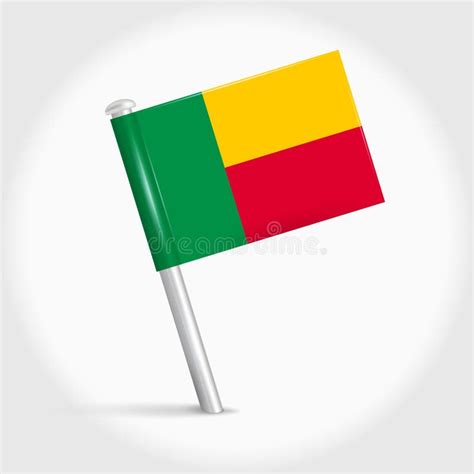 Benin Map Pin Flag 3d Realistic Vector Illustration Stock Vector