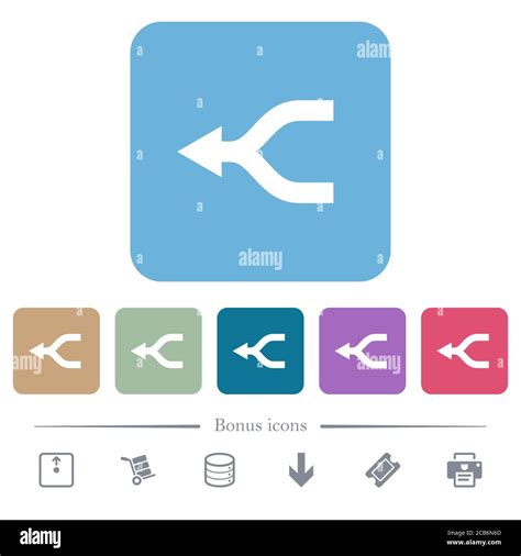 Merge Arrows Left White Flat Icons On Color Rounded Square Backgrounds 6 Bonus Icons Included