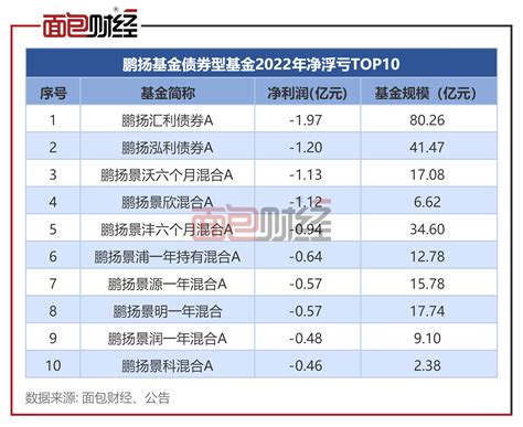 鹏扬基金债基透视：平均回撤072，多只产品浮亏超1亿百科ta说