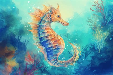梦幻风格的海马插画图片下载 正版图片600203550 摄图网