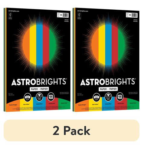2 Pack Astrobrights Paper 85 X 11 24 Lb89 Gsm Primary Colors