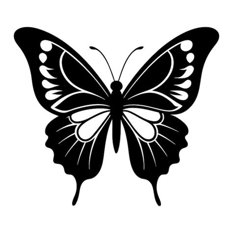 나비 실루 아이콘 백색 배경에 고립 된 클리파트 이미지 프리미엄 Ai 생성 벡터