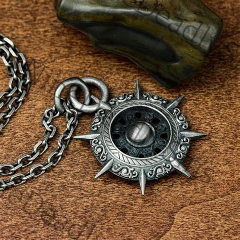Dragon Pattern Astrolabe 925 Silver Pendant Necklace Fortune Telling