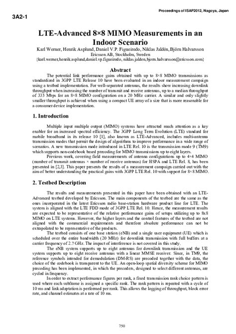 pdf lte advanced 8×8 mimo measurements in an indoor scenario