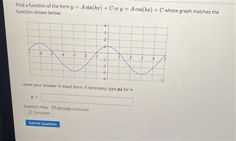 Solved Find A Function Of The Form Y Asin Kx C Or