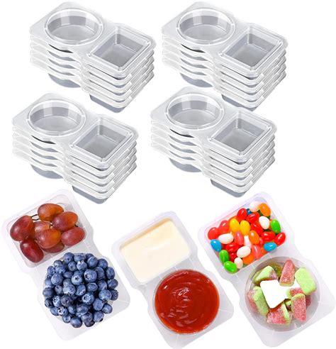 20pcs Double Compartment Condiment Container Reusable Snack Container 2 Condiment