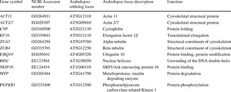 Reference Genes Used For Gene Expression Normalization In Peanut Download Table