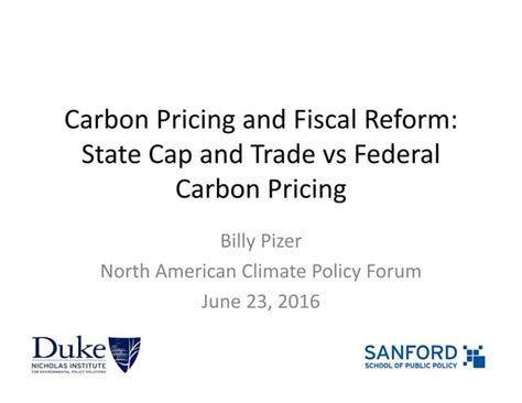 Billy Pizer Sanford School Of Public Policy And Nicholas Institute For Environmental Policy