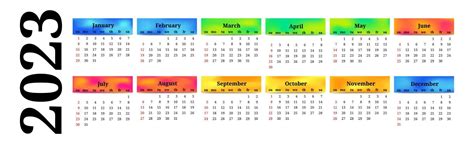 Calendario Horizontal Para 2023 Aislado En Un Fondo Blanco Domingo A