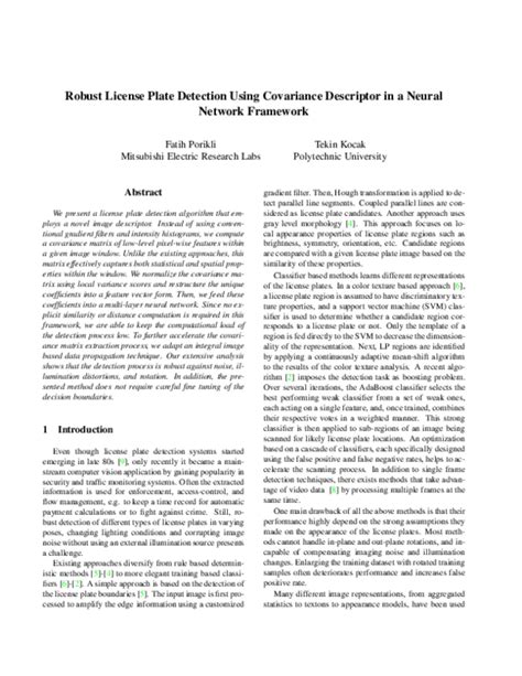 Pdf Robust License Plate Detection Using Covariance Descriptor In A